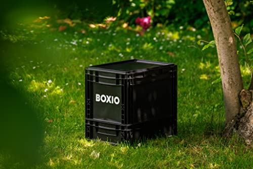 BOXIO Solo: Storage box with lid – 14,7" x 11,8" x 11,0" – perfect plastic transport box for camping, boat or garden – stackable with other stacking boxes – Made in Germany