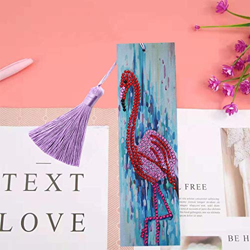 Diamond Painting Bookmarks 4 Sets Animal 5D Diamond Bookmarks with Unique Pendant Diamond Painting Kits for Kids Adults Beginners