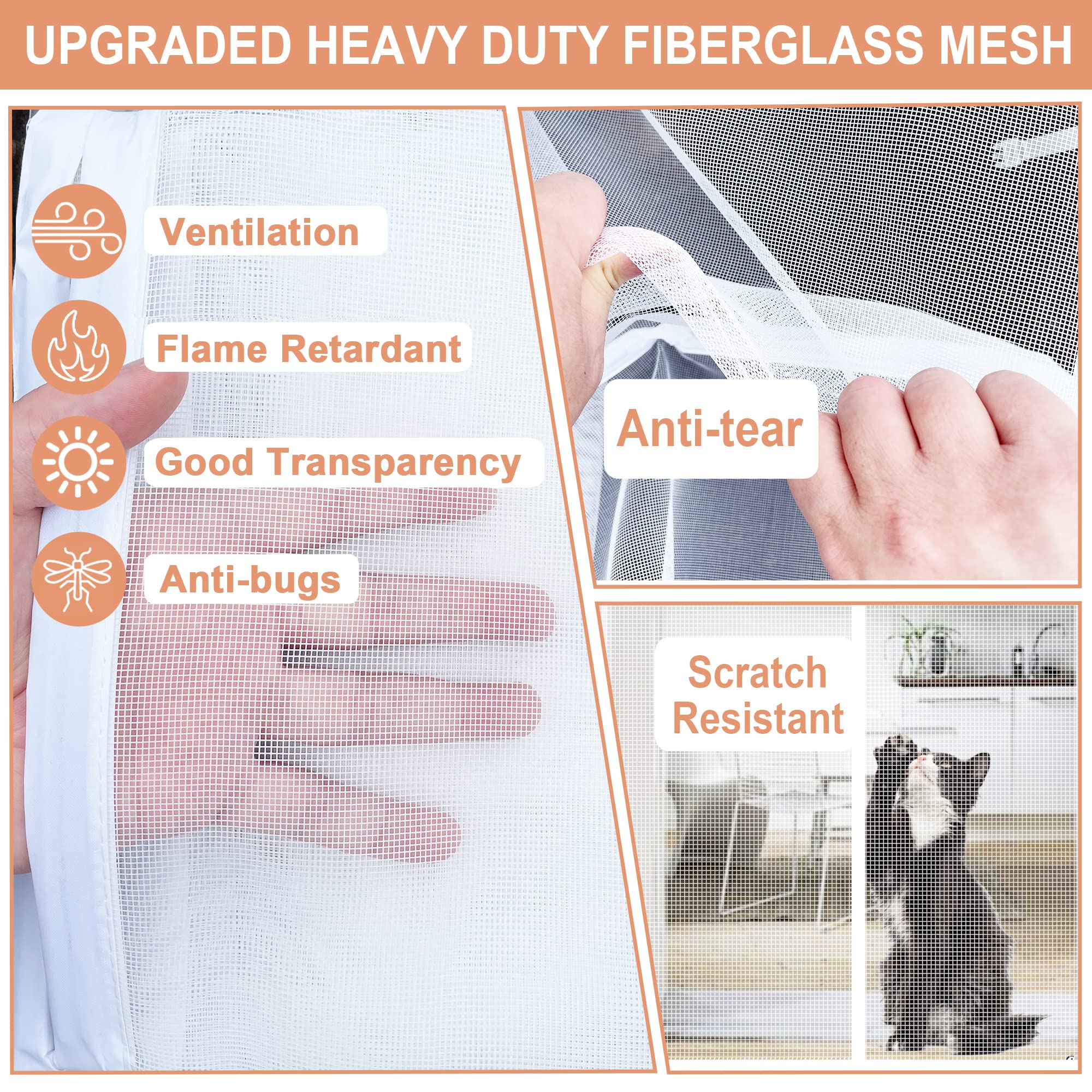 FIRGUNY Magnetic Screen Door Fits Door Size 36 x 80, Screen Size 38"x 81", Fiberglass Mesh Magnets for Doorway, Easy Install,White