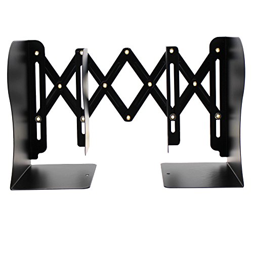 Md Trade Bookends Metal Iron Adjustable Books Holder Stand Desk Heavy Duty Nonskid Bookend, Black