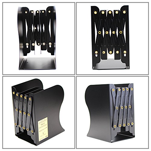 Md Trade Bookends Metal Iron Adjustable Books Holder Stand Desk Heavy Duty Nonskid Bookend, Black