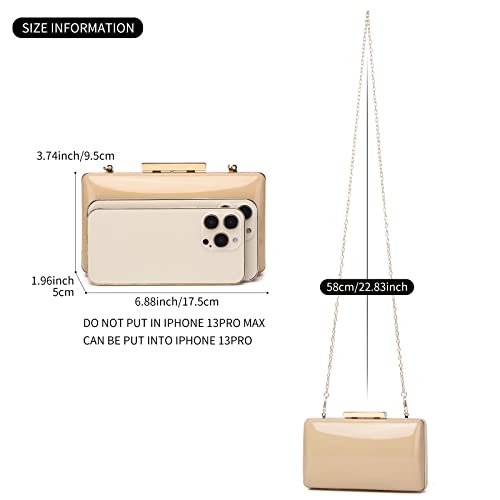 Labair Women Evening Bag Patent Leather Clutch Wedding Clutch Formal Party Purse.(Nude)