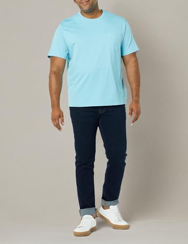 Amazon Essentials Mens T-Shirts, Regular-Fit, Short-Sleeve Crewneck Pocket, Pack of 2, Aqua Blue/Light Blue, Large