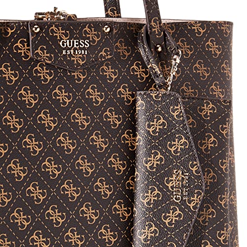 GUESS Womens Eco Brenton tote, Brown Logo, One Size US