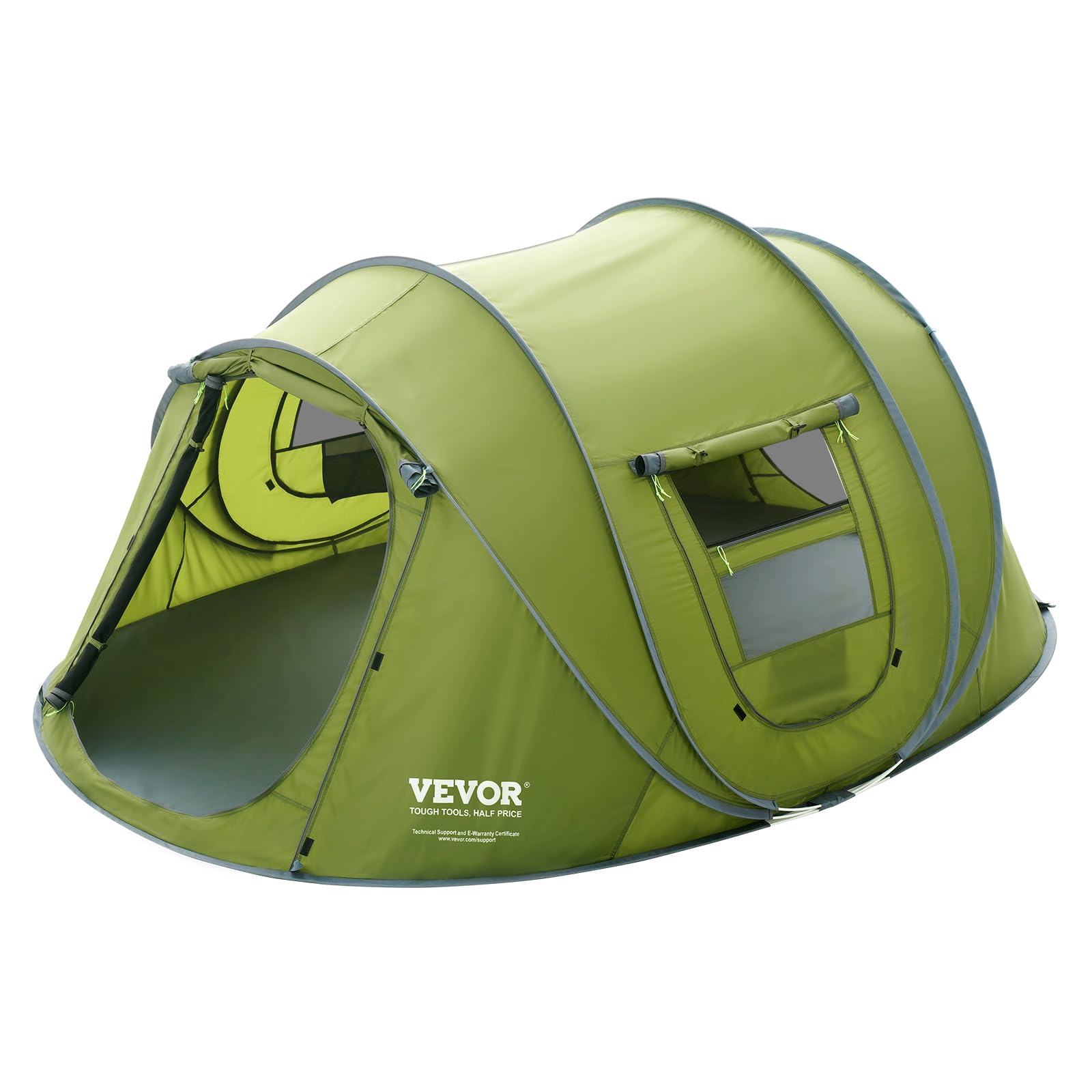 VEVOR Camping Tent, 9.2 x 6.6 x 4.3 ft Pop Up Tent for 4 Person, Easy Setup Waterproof Backpacking Tent, with Door and Window, for Outdoor Family Camping, Hiking, Hunting, Mountaineering Travel