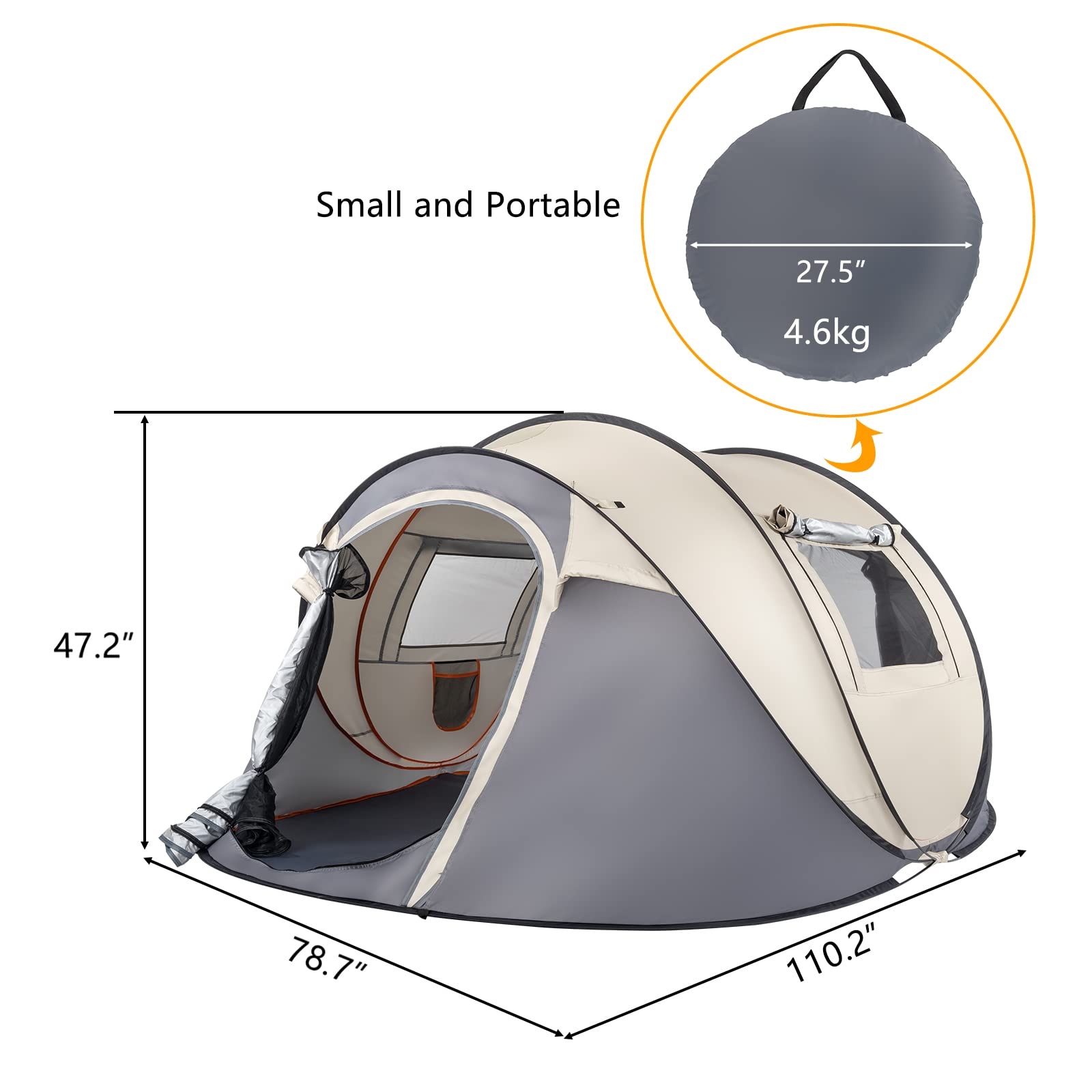 Outvita Family Camping Tent - Portable, Waterproof, UV Protection, Pop Up