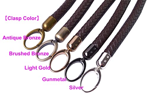 Wento 12 inch Dark Brown Braided Handles Dia.15mm PU Leather Handles for Women Replacement Handbag Tote Replacement Handbag Handles