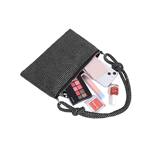 YUWITA Rhinestone Purse Women Evening Glitter Sparkly Mini Bag (Silver-Black)