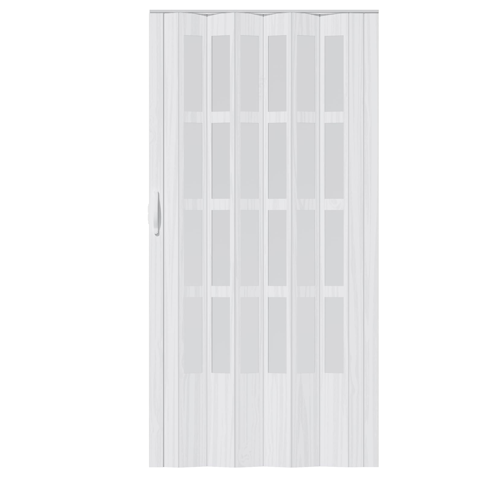 38.5" x 80" Accordion Doors 4-Lite Frosted Acrylic with PVC Panels Bifold Closet Door Hardware Kit Included, Folding Doors with 2 Handles for Closet Bathroom Doorways
