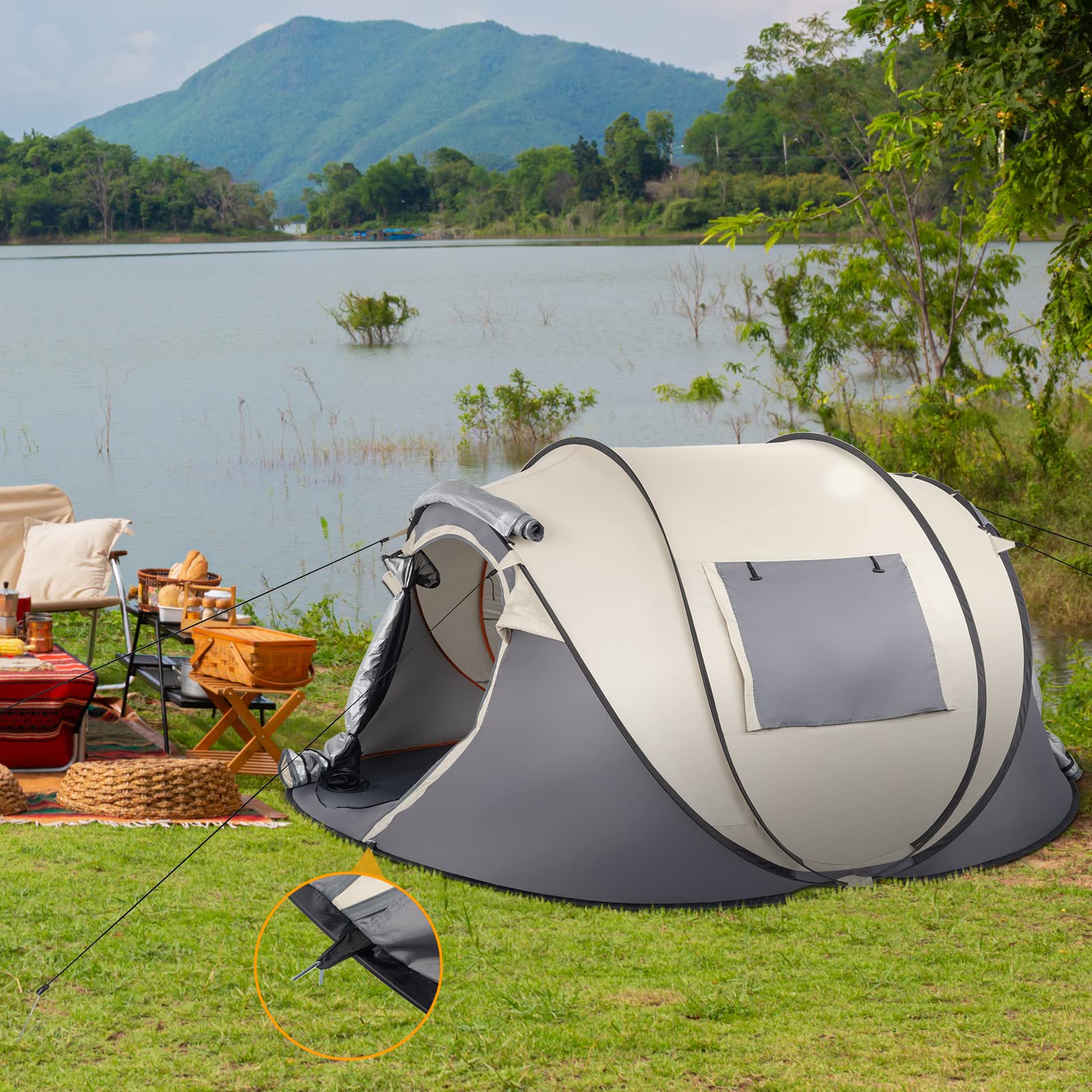 Outvita Family Camping Tent - Portable, Waterproof, UV Protection, Pop Up
