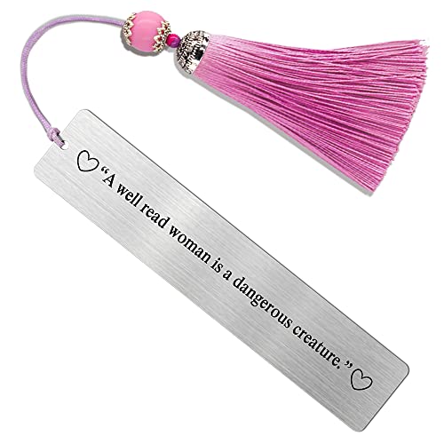 YUWANTR A Well Read Woman is A Dangerous Creature Metal Bookmark Book Lover Gifts for Women Teens Students Friends Bookworm Readers Christian Religious Gifts for Women Men
