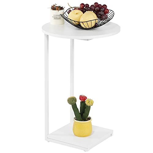 DCLRN White Round Coffee Table Stylish and Versatile End Table for Sofa,Living Room and Bedroom Decor