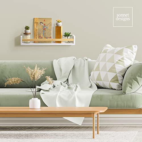 Sonnet Designs Floating Nursery Book Shelves for Wall 3 Pack White Nursery Wall Mount Bookshelf for Kids Room Toddlers Toys Wood Book Shelf Usable in Home, Kitchen, Bathroom, Floating Wall Ledge