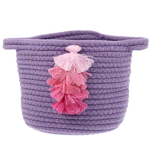 Woven Cotton Rope Nesting Bowls Small Basket Cute Closet Bins Mini Table Basket Organizer Decorative Woven Basket Storage Baskets Purple Round Woven Basket