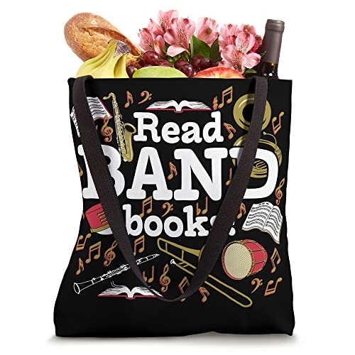 Read BAND Books Funny Banned Book Musician Pun Music Joke Tote Bag