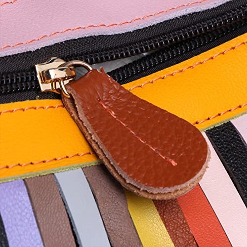Segater Women Multicolour Hobo Bag Sheepskin Random Patchwork Shoulder Bag Colorful Tassels Handbag Purses