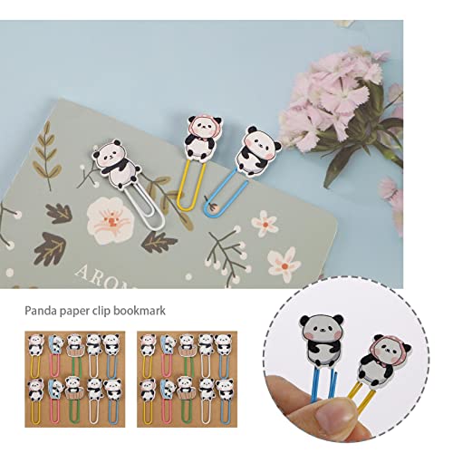 Micro Traders 40PCS Cute Panda Paperclips Bookmarks Metal Planner Clips Wooden Bookmarkers Office Supplies Gifts for Panda Lovers Readers Coworkers