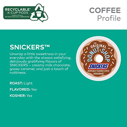 The Original Donut Shop Snickers, Keurig Single Serve K-Cup Pods, Flavored Coffee, 12 Count (Pack of 6)