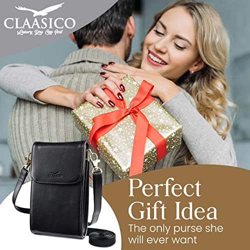 Classico Small Crossbody Phone Purse for Women - Crossbody Bag Wallet for Phone, Cards, Accessories (Medium, Black)