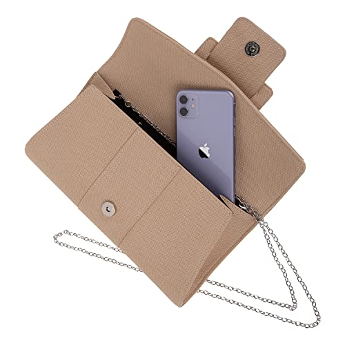 Synthetic Leather Belted Envelope Clutch, Beige1