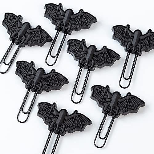 tiecawk 16Pack Halloween Bat Paper Clips Artificial Black Bat Bookmarks Soft PVC Bat Paperclips in Box for Halloween Festival Party Decoration Birthday Gift Home Office Supplies