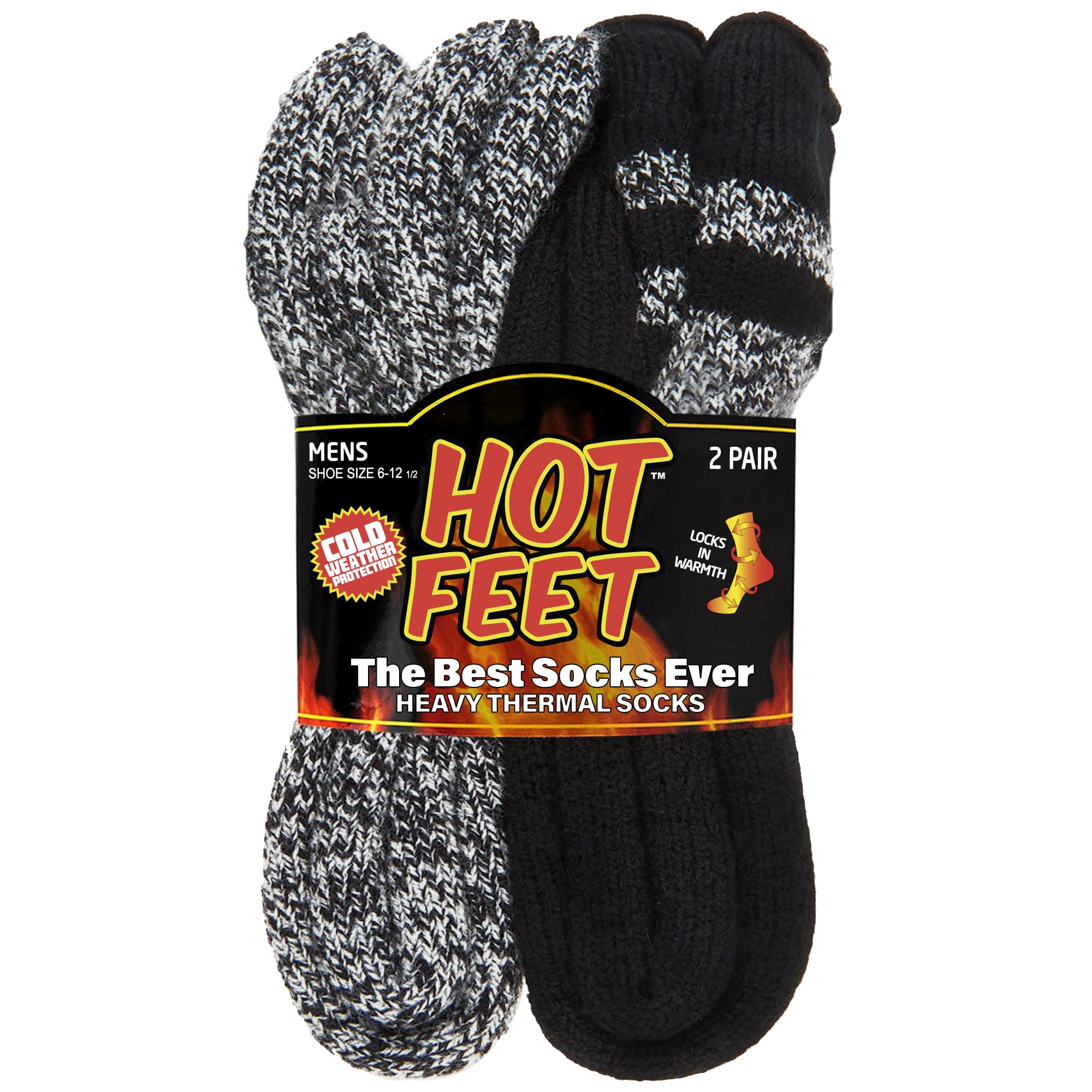 Hot Feet Men's 2 Pairs Heavy Thermal Socks