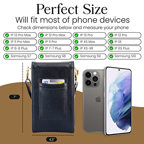 Classico Small Crossbody Phone Purse for Women - Crossbody Bag Wallet for Phone, Cards, Accessories (Medium, Black)