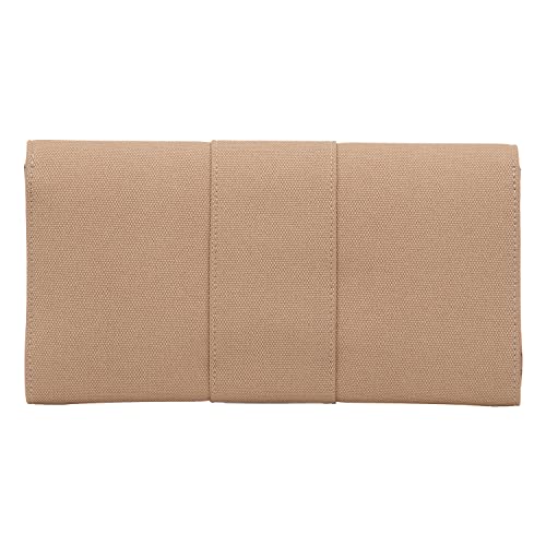 Synthetic Leather Belted Envelope Clutch, Beige1