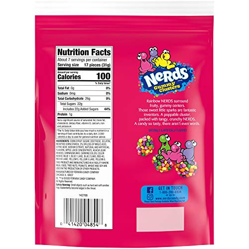 Nerds Rainbow Gummy Clusters Candy - Resealable 8 Ounce Bag |Easter Gift Basket Candy| Easter Egg Filler