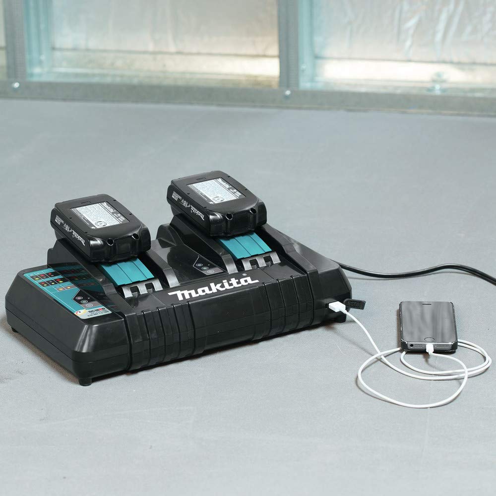Makita BL1850B2DC2X 18V LXT Lithium-Ion Battery & Dual Port Charger Starter Pack (5.0Ah)