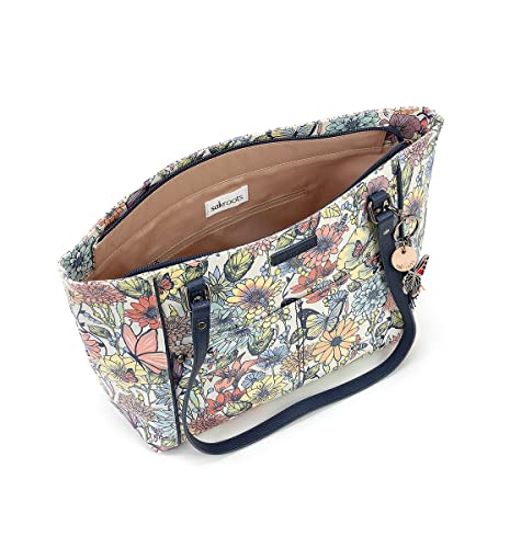Sakroots womens Canvas, & Closure, Metro Tote Bag in Coated Canvas Large Roomy with Zip Closure Sustainable Durable Design Linin, Multi Bloom, One Size US
