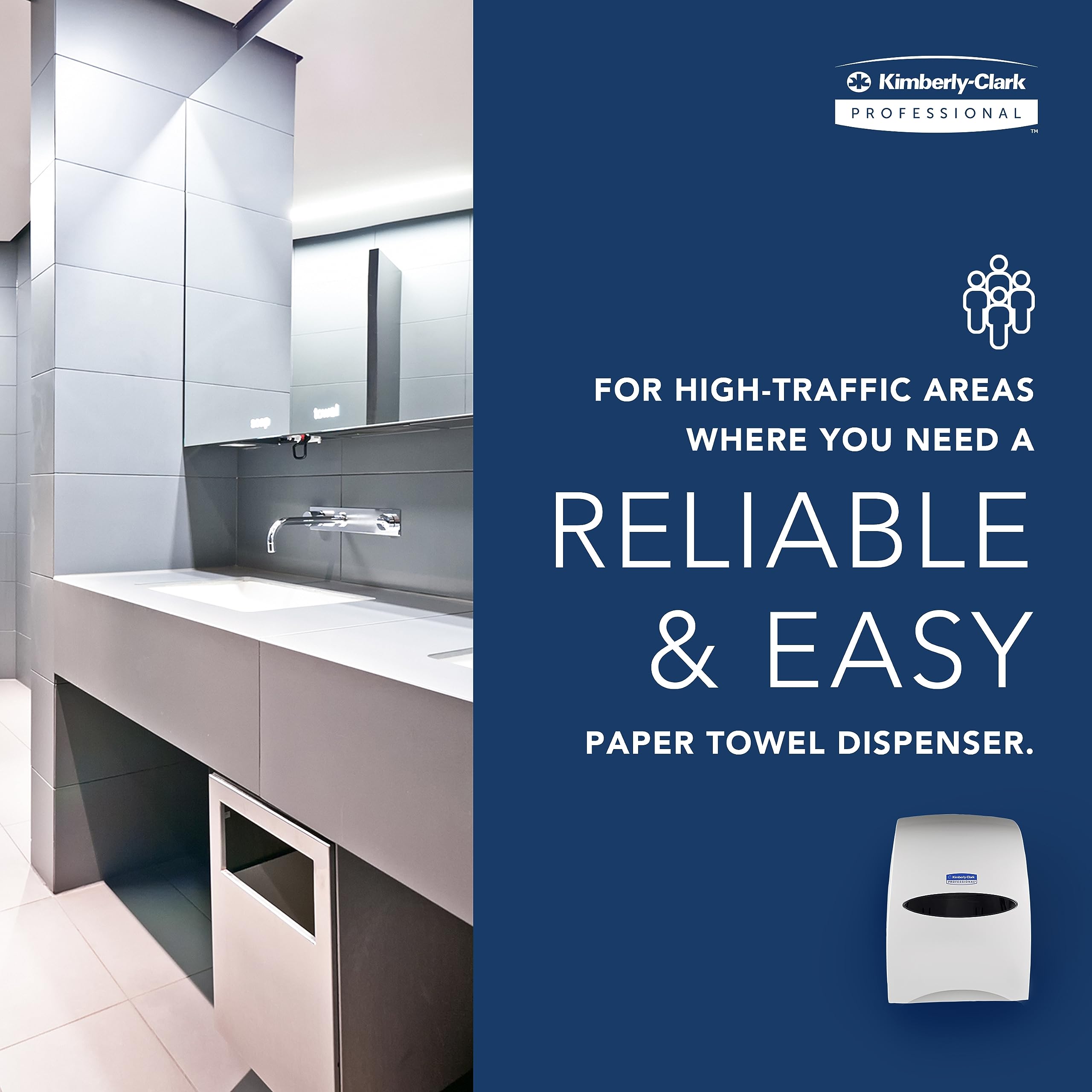 Sanitouch Hard Roll Paper Towel Dispenser (09991), Hands-Free Pull Dispensing, White