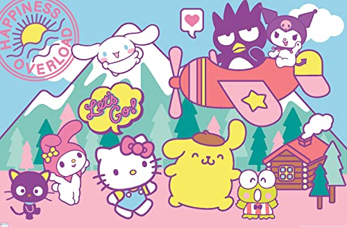Trends International Hello Kitty and Friends - Happiness Overload Wall Poster, Bedroom