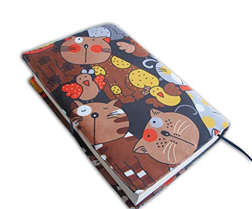 Fabric Book Sleeve Cover, Washable Novel Protector - Cats Design, Padded Book Protector for Adult, Planner Book Case, Hard Books Covers for Paperback 5.5 x 8.2 x 1.6 (Cats)