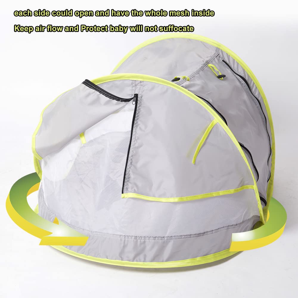 Green Pipe Baby Pop Up Tent - UPF 50+ Sun Shade with Mosquito Net, Beach Umbrella for Girls & Boys