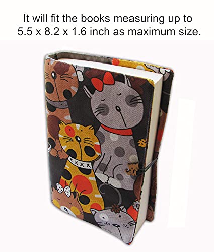 Fabric Book Sleeve Cover, Washable Novel Protector - Cats Design, Padded Book Protector for Adult, Planner Book Case, Hard Books Covers for Paperback 5.5 x 8.2 x 1.6 (Cats)
