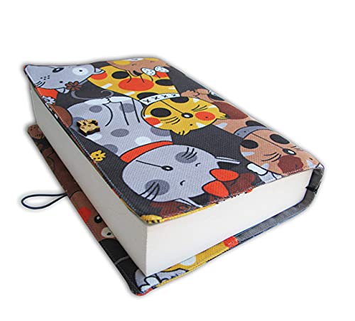 Fabric Book Sleeve Cover, Washable Novel Protector - Cats Design, Padded Book Protector for Adult, Planner Book Case, Hard Books Covers for Paperback 5.5 x 8.2 x 1.6 (Cats)