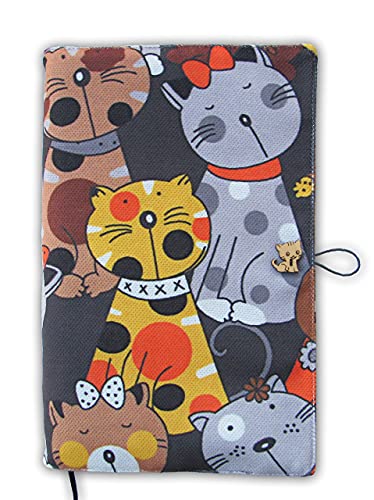 Fabric Book Sleeve Cover, Washable Novel Protector - Cats Design, Padded Book Protector for Adult, Planner Book Case, Hard Books Covers for Paperback 5.5 x 8.2 x 1.6 (Cats)