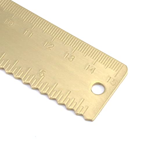 Mewutal Brass Ruler Gold Measuring Tool with Two Units of Measurement (CM/in) Retro Bookmark for Students Math Painting (15CM/5.9IN)