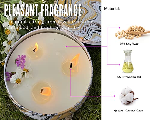 Citronella Candles Outdoor Scented Candles with Cotton Wick: 3 Pack 240 Hours Burning Time Jar Candles for Home Garden Patio Yard