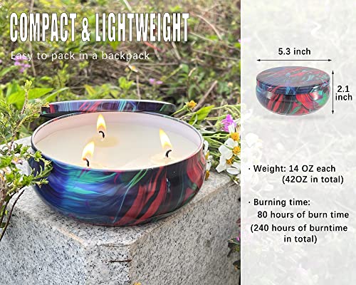 Citronella Candles Outdoor Scented Candles with Cotton Wick: 3 Pack 240 Hours Burning Time Jar Candles for Home Garden Patio Yard