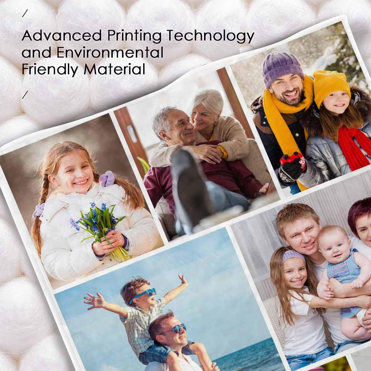 InterestPrint Custom Photo Blanket, Personalized 8 Photo White Bed Blanket for Men Women, Birthday Christmas Halloween