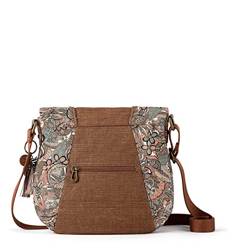 Sakroots Foldover Crossbody Bag in Cotton Canvas, Multifunctional Purse with Adjustable Strap & Zipper Pockets, Sienna Spirit Desert