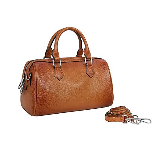 HESHE Genuine Leather Purses for Women Satchel Handbags Designer Ladies Shoulder Bags Cross Body Purse(Sorrel)