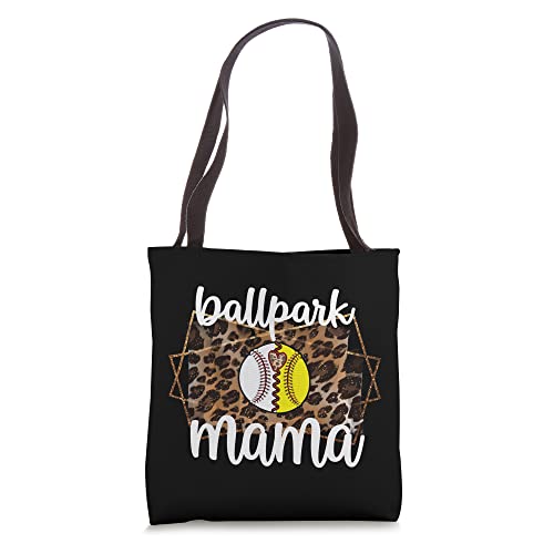Ballpark Mama Proud Baseball Softball Player Baller Mom Tote Bag