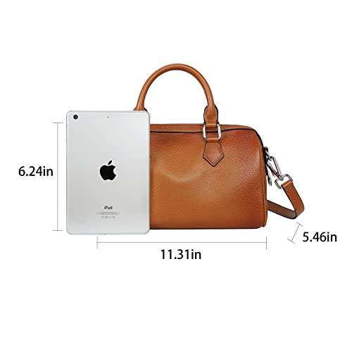 HESHE Genuine Leather Purses for Women Satchel Handbags Designer Ladies Shoulder Bags Cross Body Purse(Sorrel)