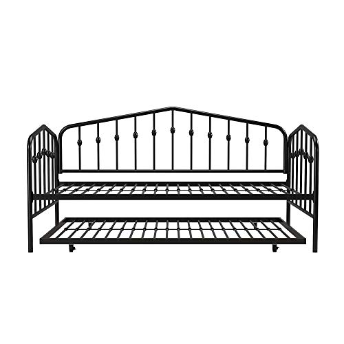 Novogratz Bushwick Metal Daybed & Trundle, Twin Size Frame, Black