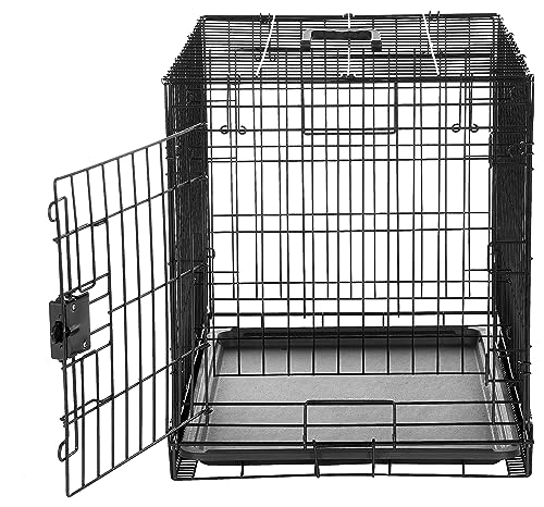 Amazon Basics - Durable, Foldable Metal Wire Dog Crate with Tray, Single Door, 30 x 19 x 21 Inches, Black