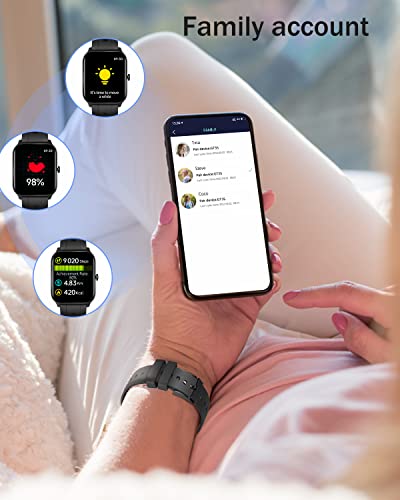Smart Watch Compatible with iPhone Android Phones 2022, 1.7 inch Watches for Men Women IP68 Waterproof Fitness Tracker with Blood Oxygen/Heart Rate Monitor Sleep Steps Tracker DIY Watch Faces Black