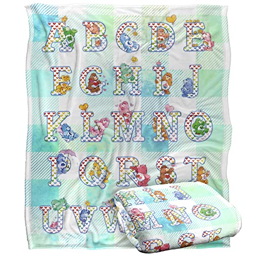 Care Bears Blanket, 50" x 60" Checkered Alphabet Silky Touch Super Soft Throw Blanket
